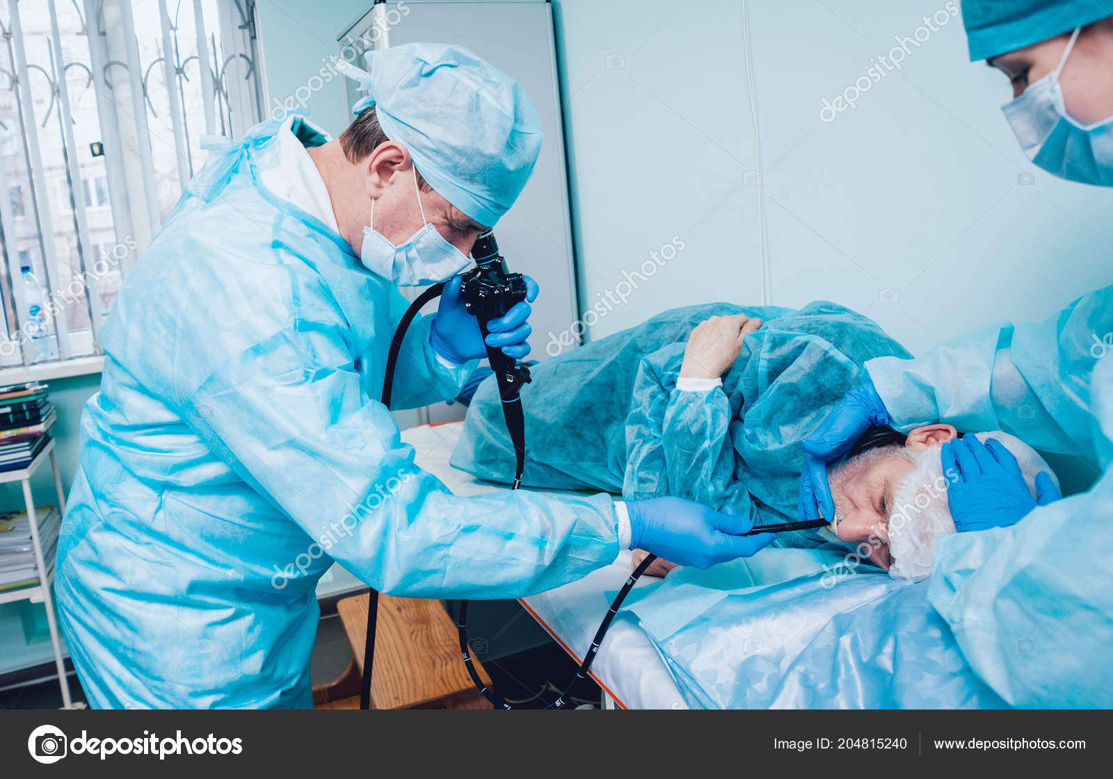 Endoscopy Hospital Doctor Holding Endoscope Gastroscopy Medical ...