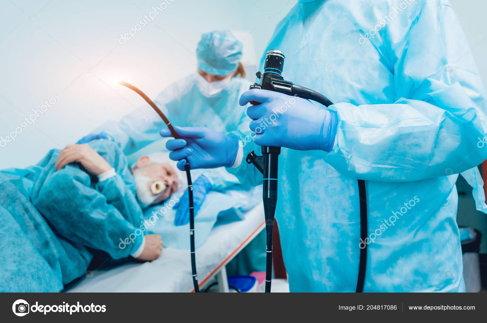 Endoscopy Hospital Doctor Holding Endoscope Gastroscopy Medical ...
