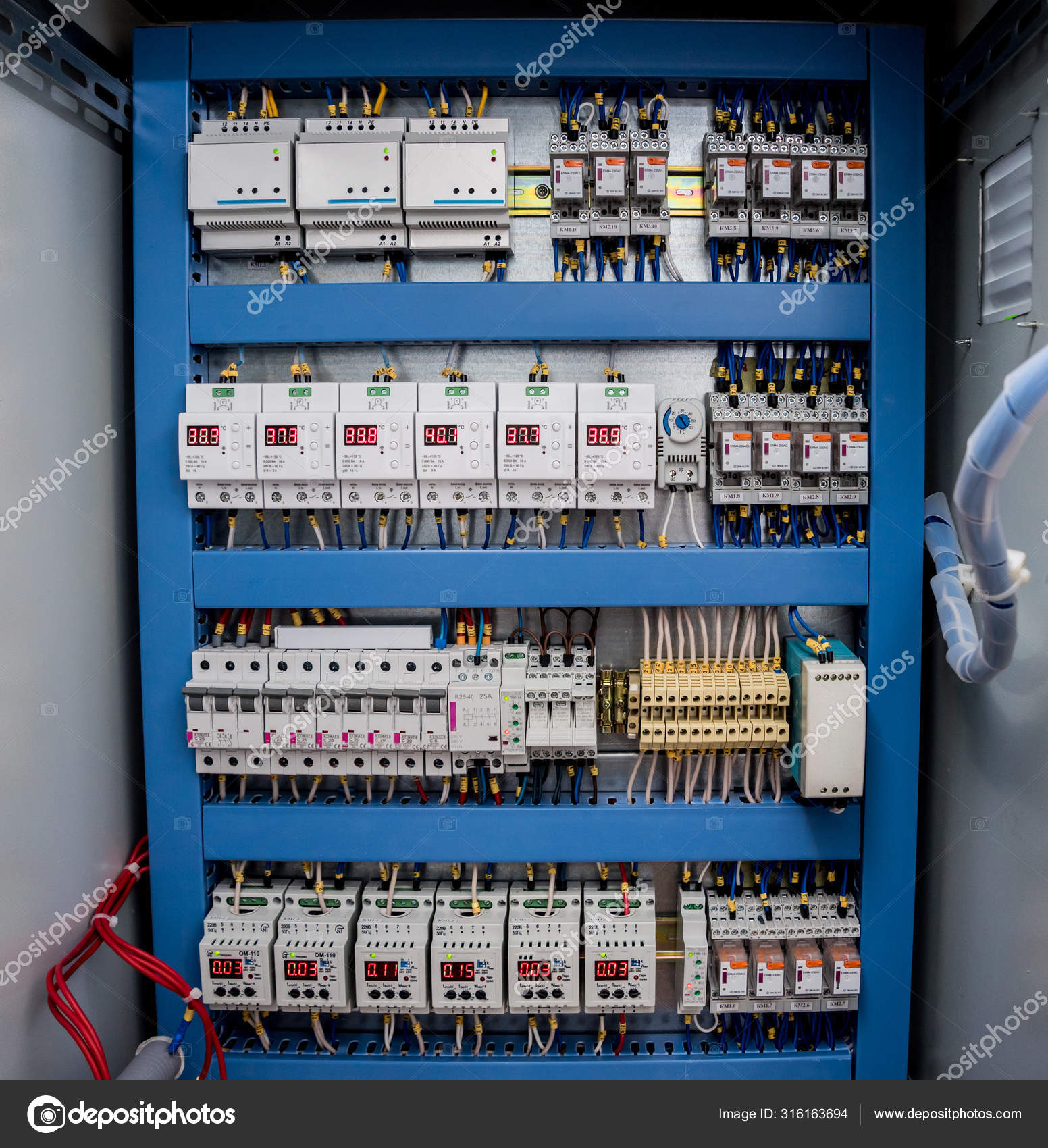 Voltage Switchboard Circuit Breakers Electrical Background — Stock ...