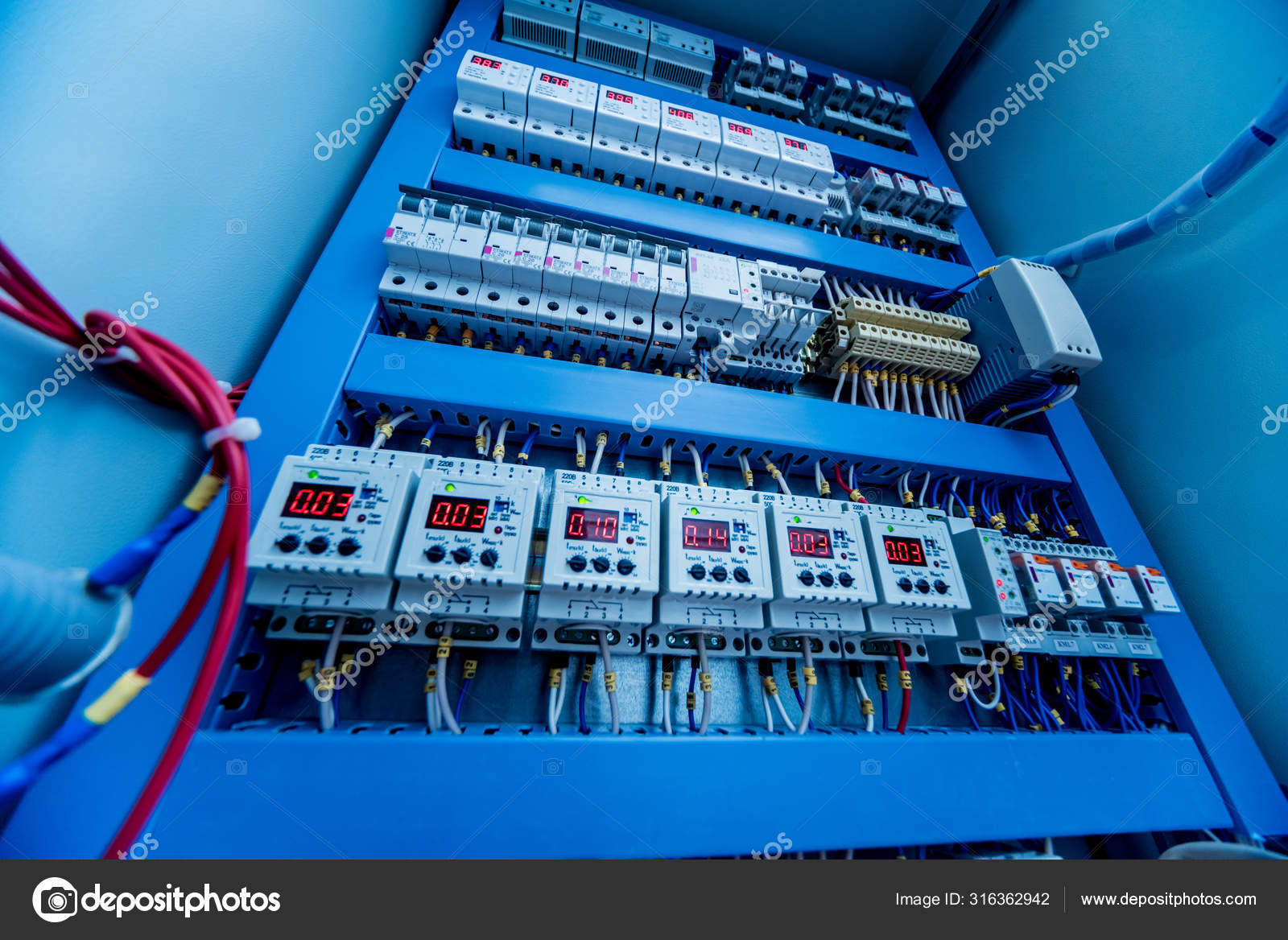 Voltage Switchboard Circuit Breakers Electrical Background — Stock ...