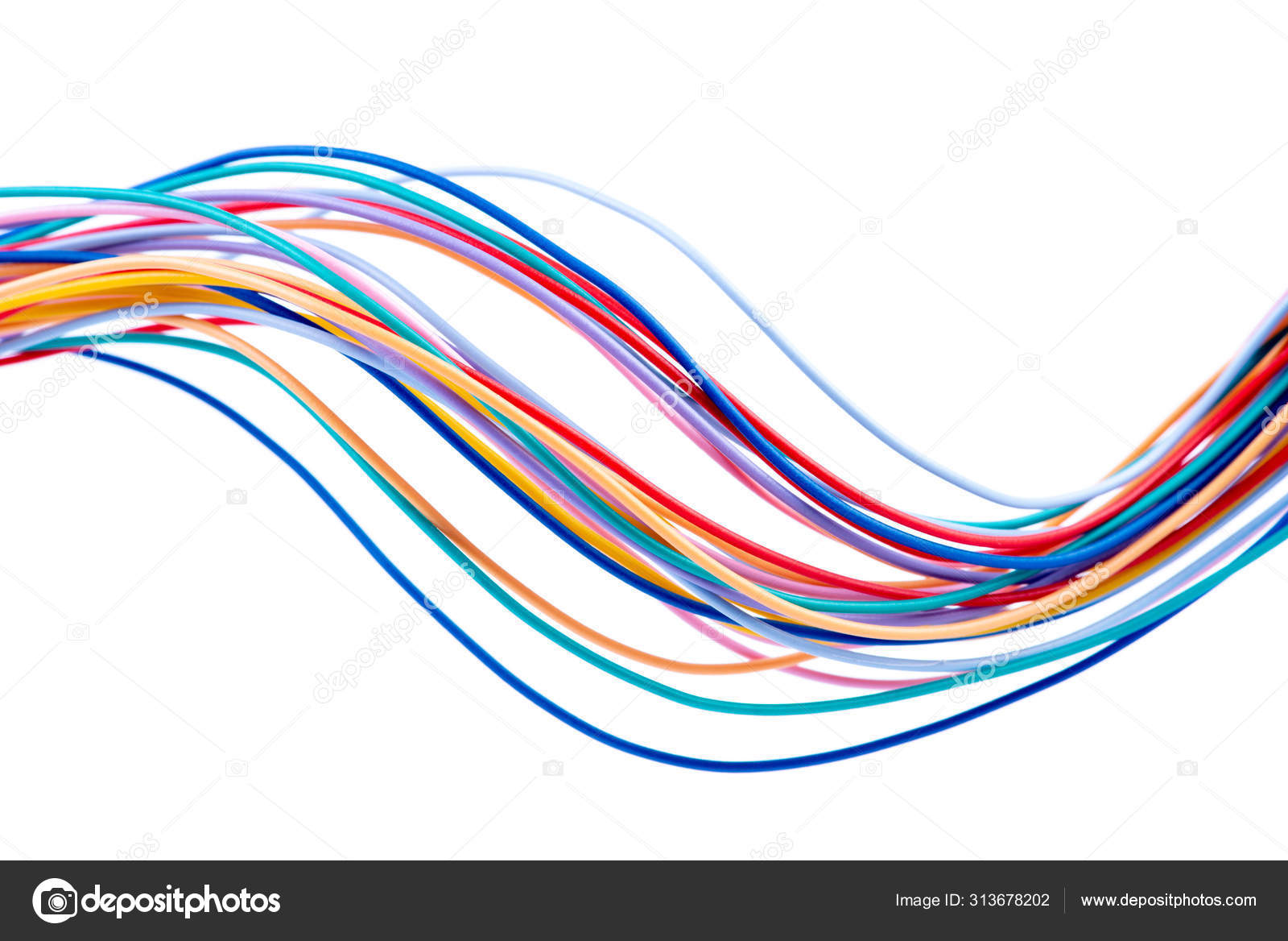 Colorful Electrical Cable Wire Isolated White Background — Stock Photo ...