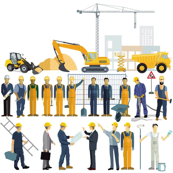 Building House Work Process Buildings Construction — Stock Vector ...