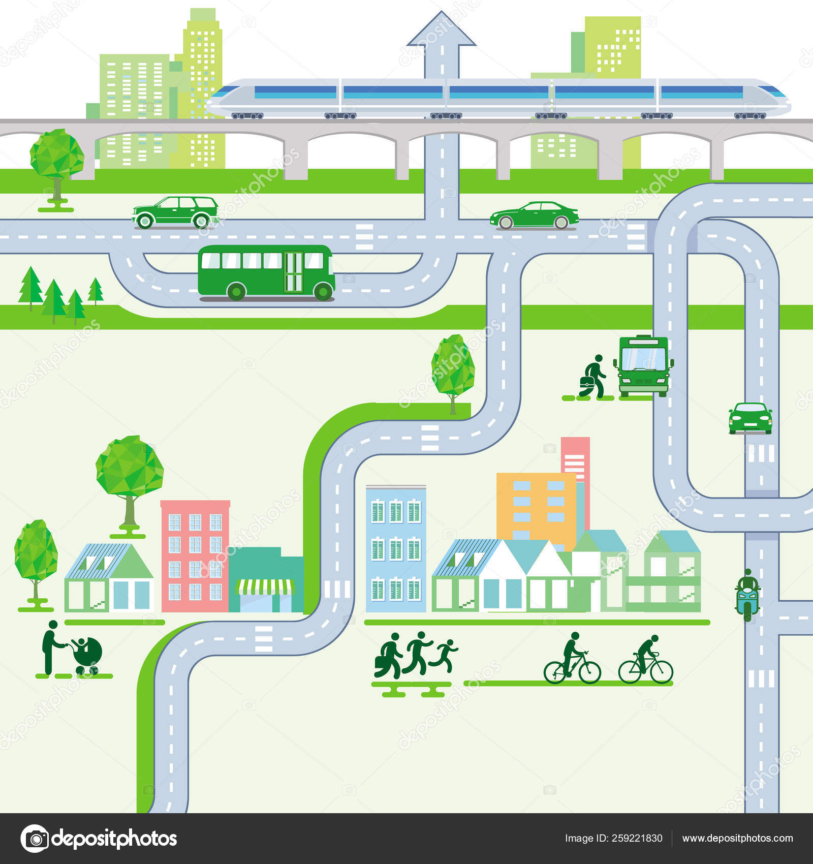 Cityscape Map Road Traffic City Silhouette Stock Vector by ©scusi0-9 ...