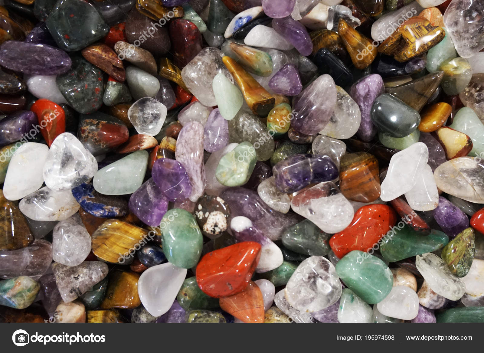 Different Natural Mineral Gems Collection Nice Background Stock Photo ...