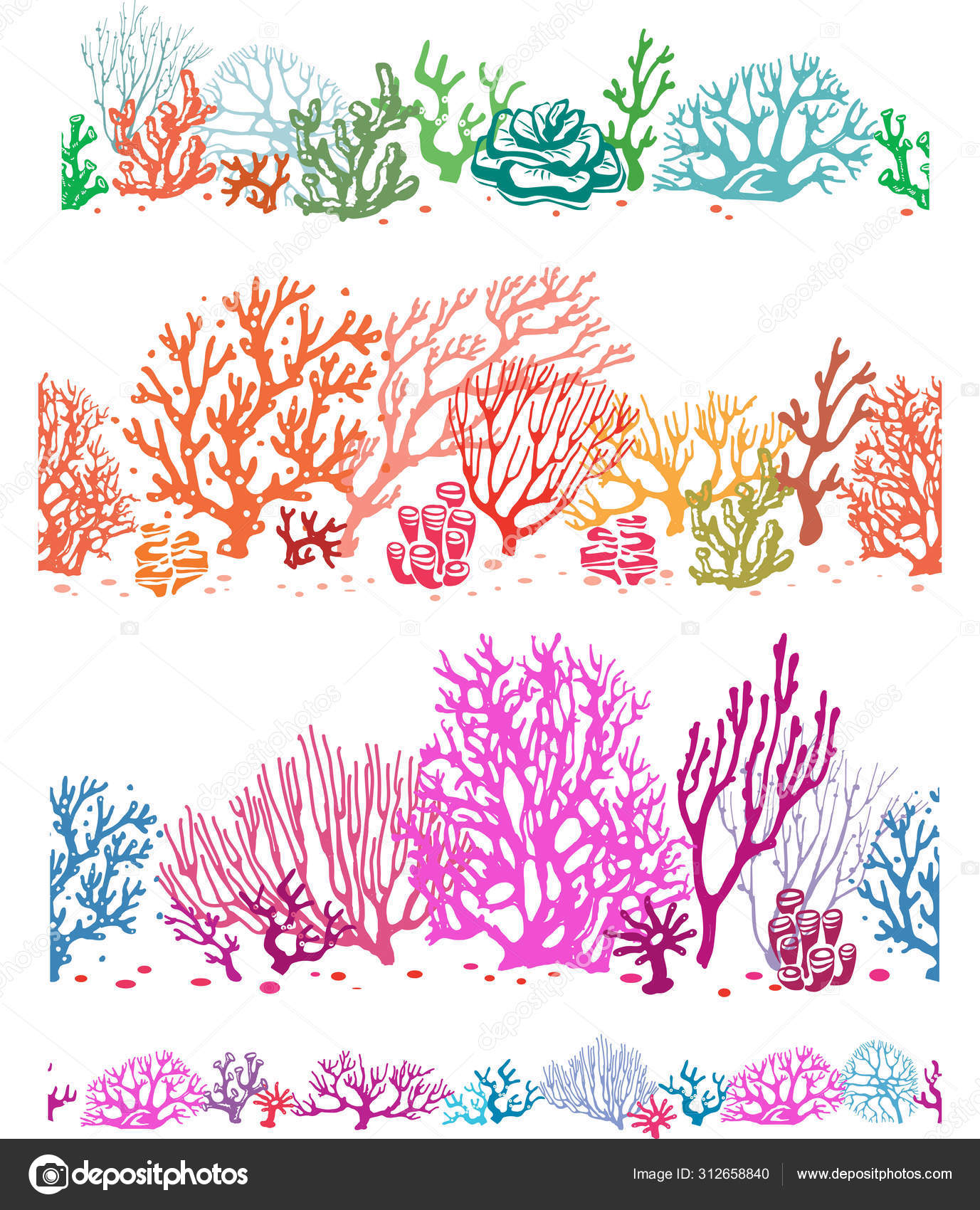 Corals border seamless patterns Stock Vector Image by ©wikki33 #312658840