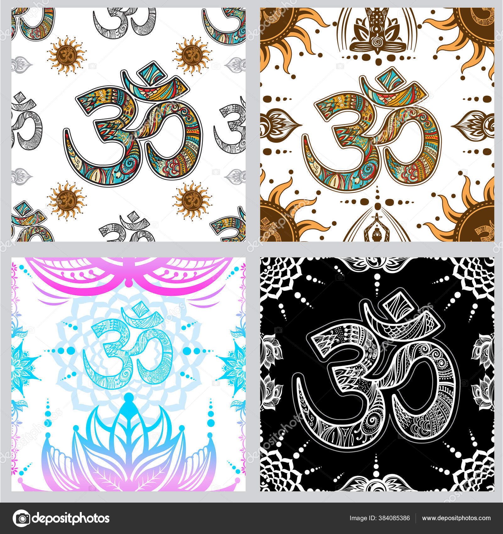 Set Symbol Seamless Pattern Vector Esoteric Background Stock Vector ...