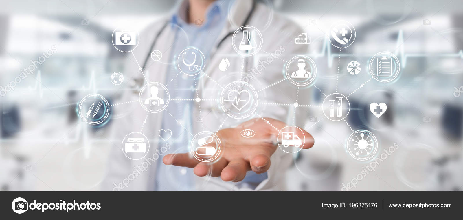 Doctor Blurred Background Using Digital Medical Futuristic Interface ...