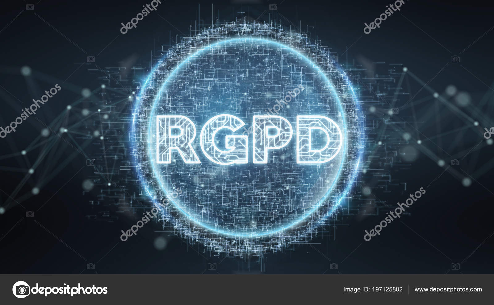 Digital Gdpr Interface Blue Grey Background Rendering — Stock Photo ...