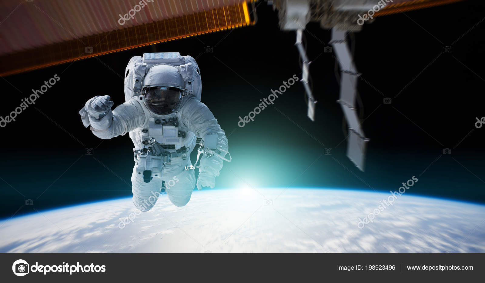 Astronaut Space Working Space Station Rendering Elements Image ...