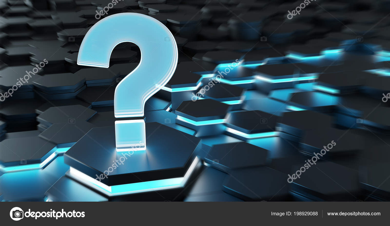 Blue Question Mark Black Background