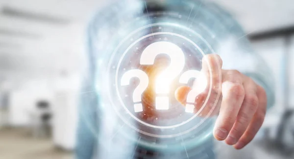 Businessman using question marks digital interface 3D rendering Stock Photo by ©sdecoret 189063470