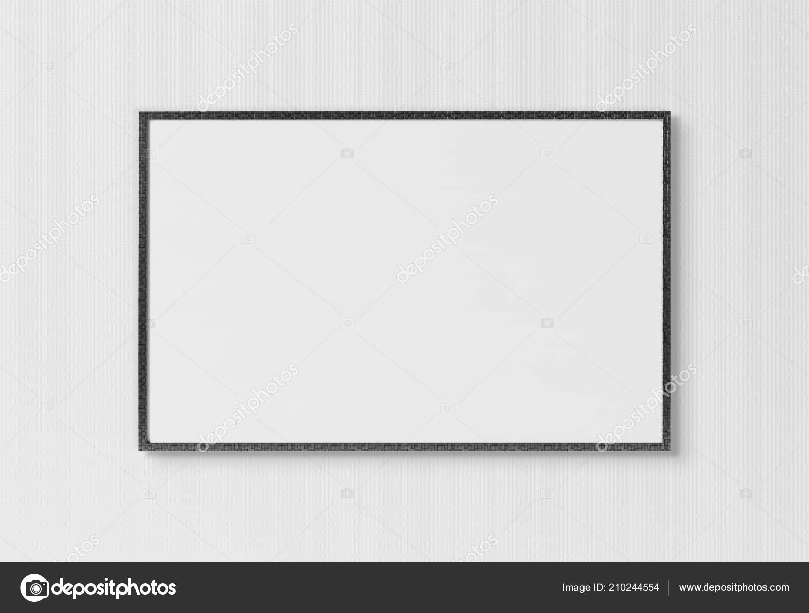 Black Rectangular Horizontal Frame Hanging White Textured Wall Mockup ...