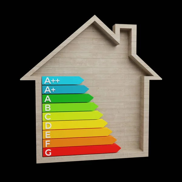 Rendering Energy Rating Chart Wooden House White Background Stock Photo ...