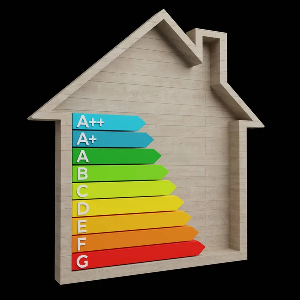 Rendering Energy Rating Chart Wooden House White Background Stock Photo ...