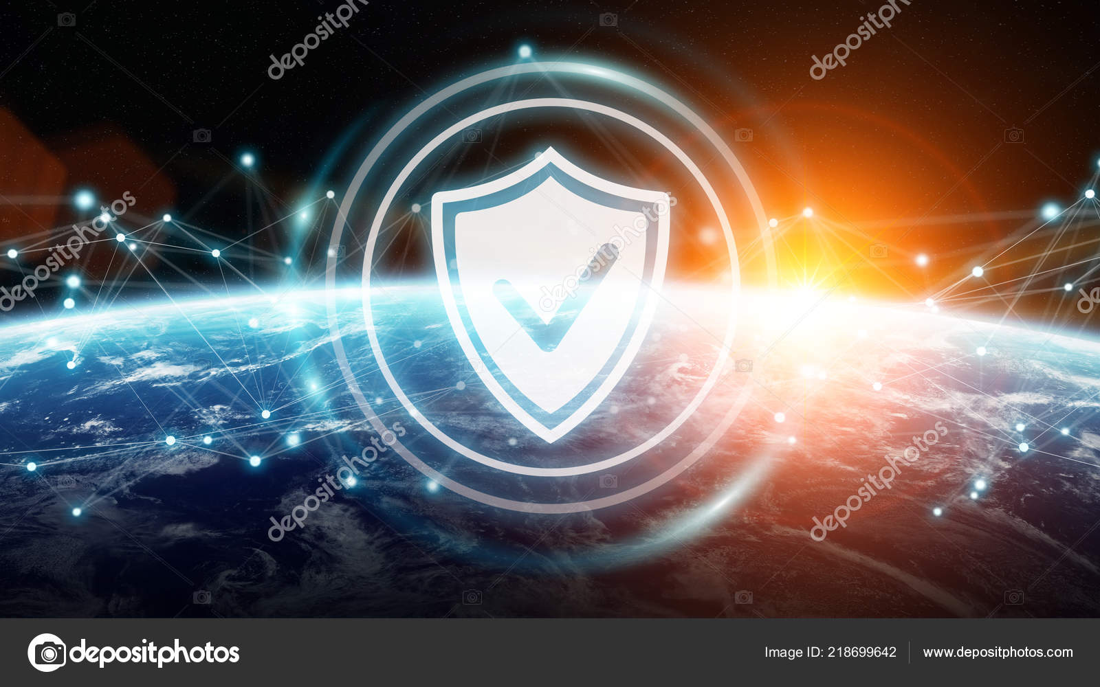 Cyber Security Connections Globe Rendering Elements Image Furnished ...