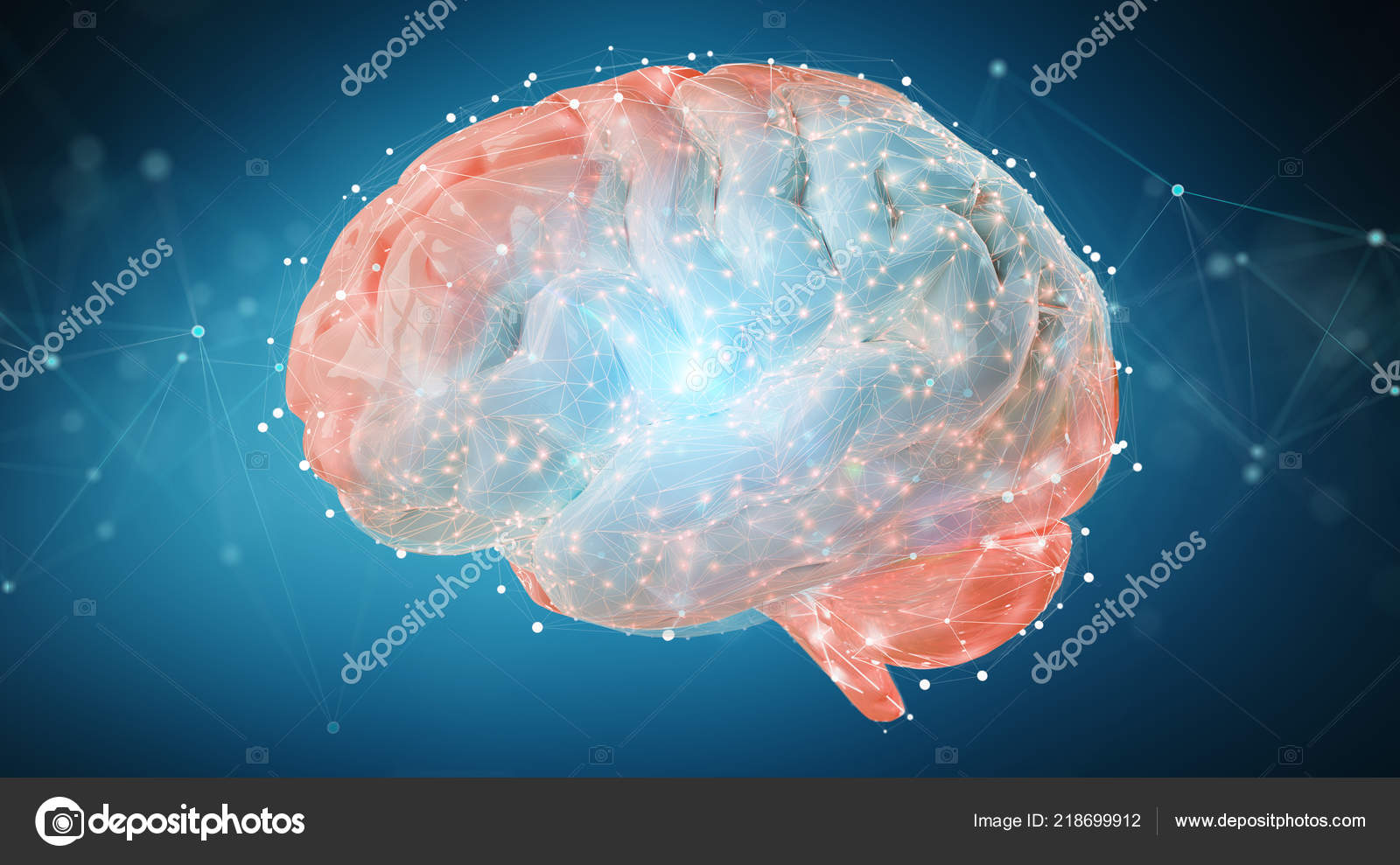 Digital Projection Human Brain Blue Background Rendering — Stock Photo ...