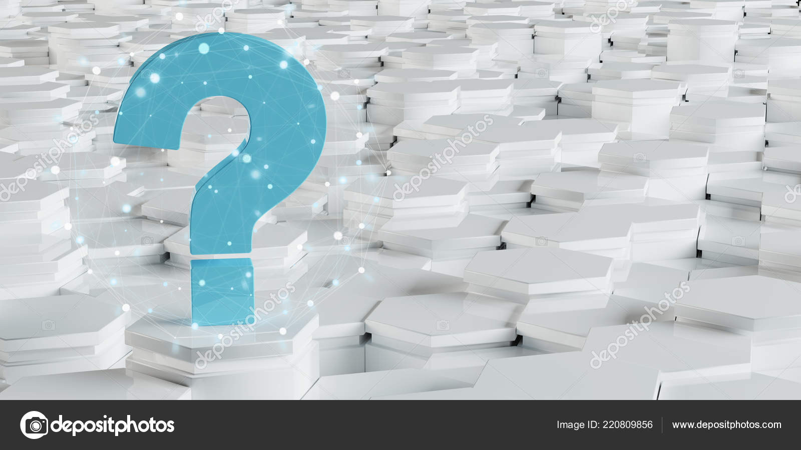 White Blue Abstract Question Icon Hexagons Background Rendering Stock ...