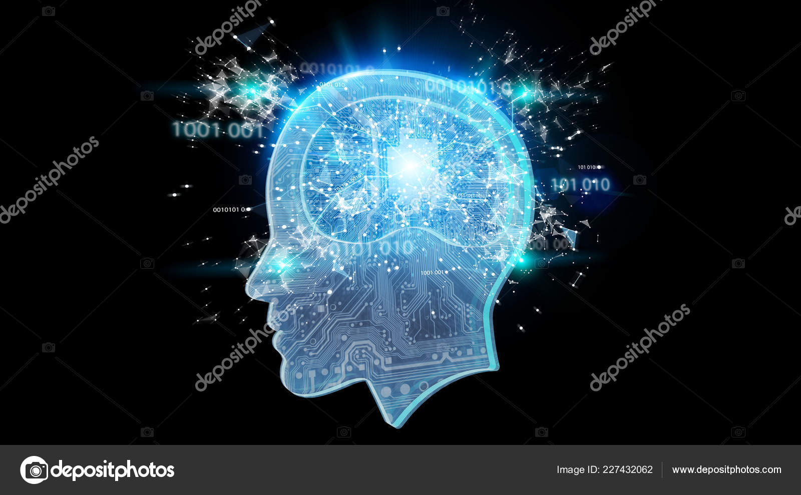 Artificial Intelligence Digital Brain Black Background Rendering — Stock Photo © sdecoret #227432062