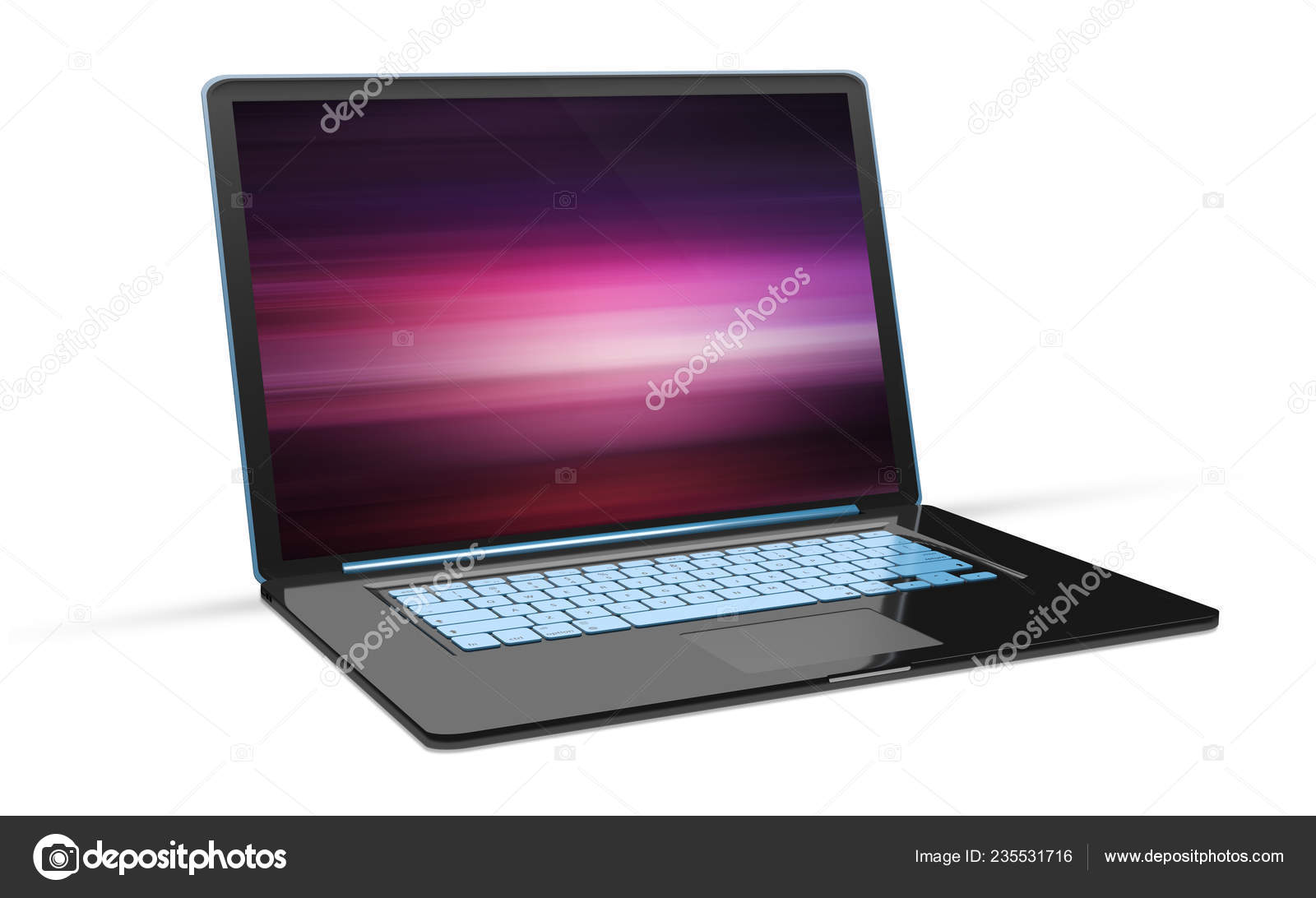 Side View Isolated Modern Black Laptop Shadow Rendering — Stock Photo ...