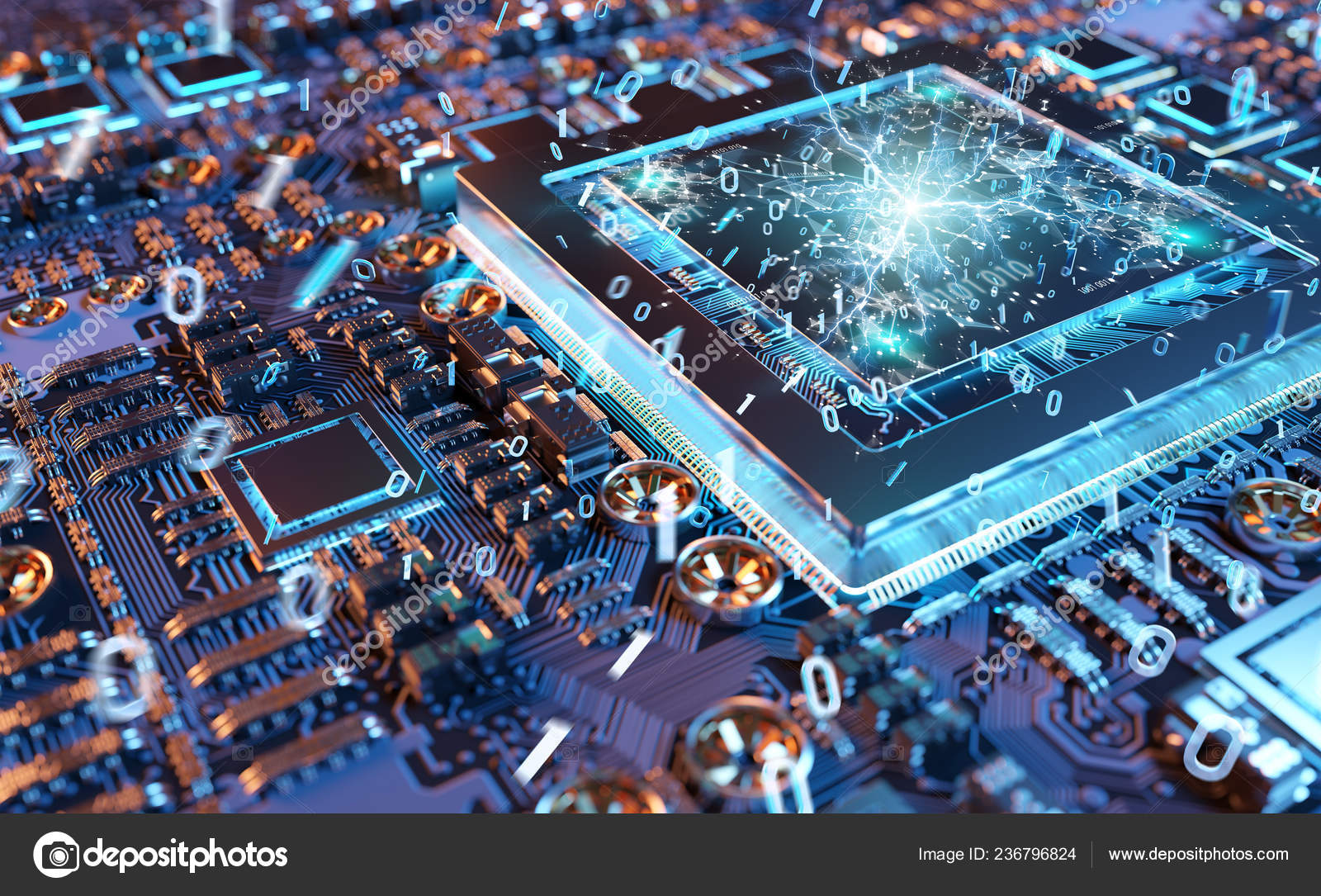 Close View Modern Gpu Card Circuit Connections Stock Photo by ©sdecoret ...