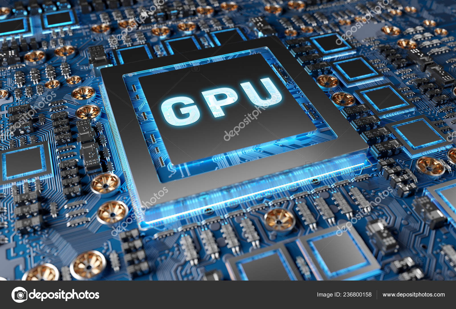 Close View Modern Gpu Card Circuit Colorful Lights Details — Stock ...