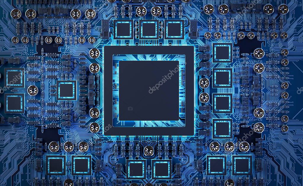 Vista de cerca de una tarjeta de GPU moderna con circuito y luces de ...