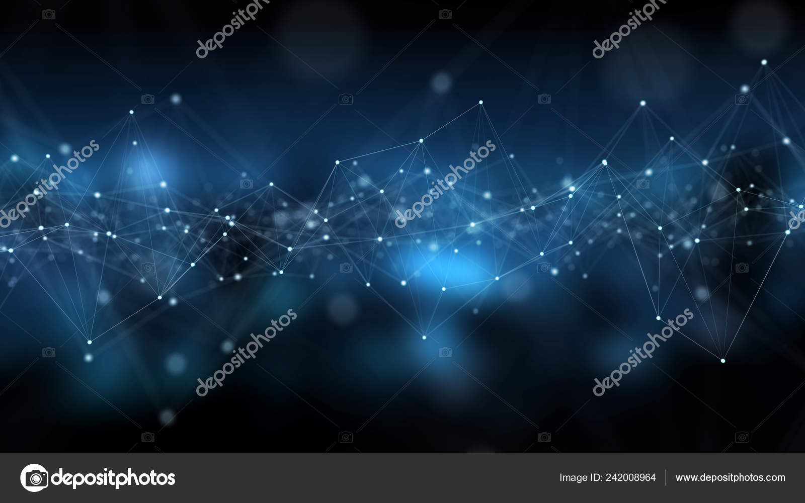 Abstract Digital Network Connection Blue Background Rendering — Stock ...
