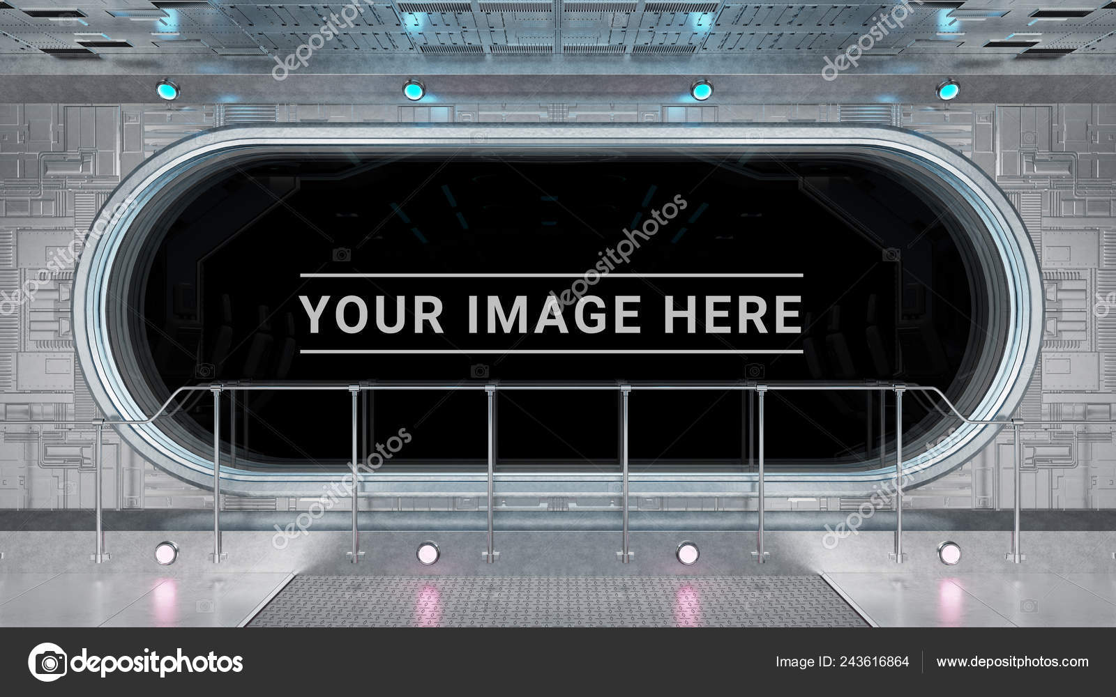 White Spaceship Interior Large Window View Space Rendering Stock Photo by ©sdecoret 243616864