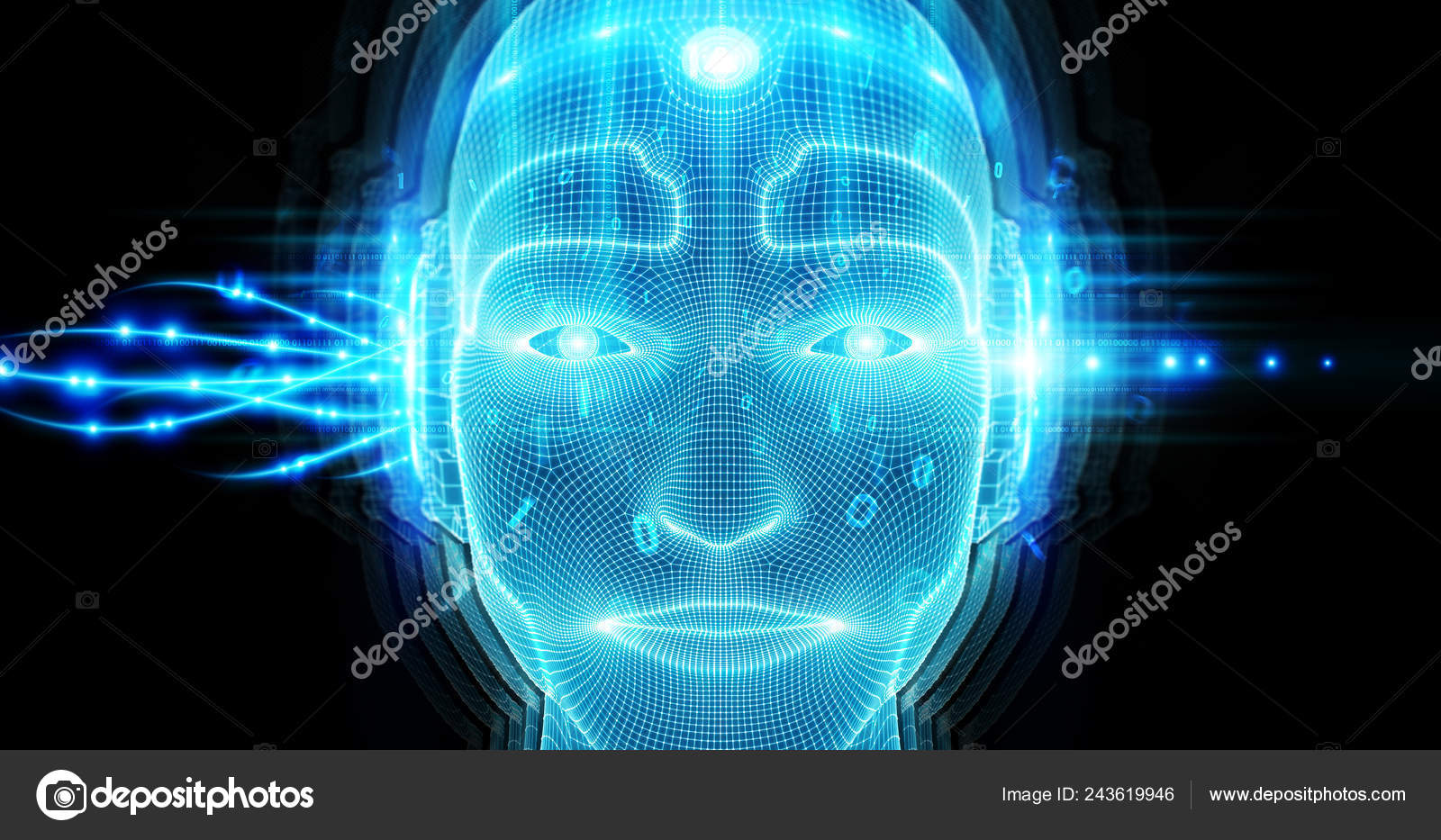 Robotic Man Cyborg Face Representing Artificial Intelligence Concept ...