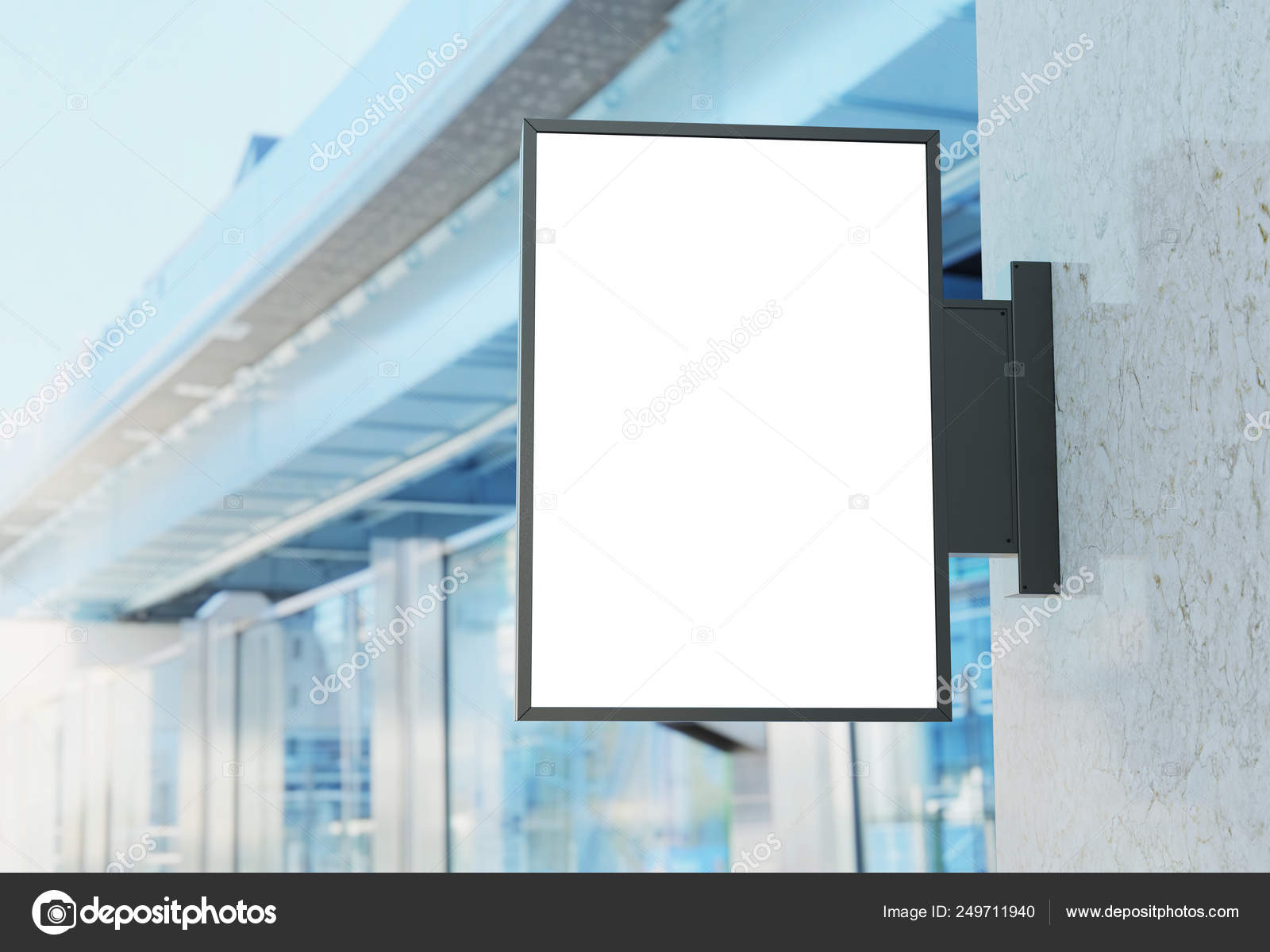 Rectangular store sign mockup 3D rendering — Stock Photo © sdecoret ...