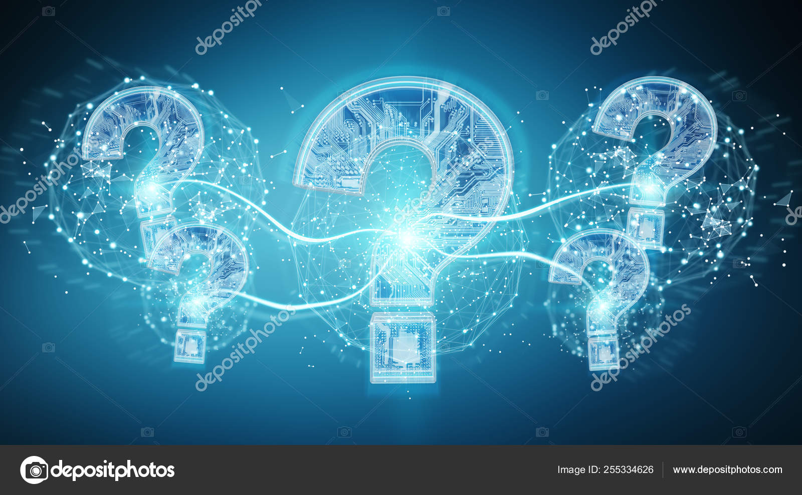 Blue digital question marks background 3D rendering Stock Photo by ...