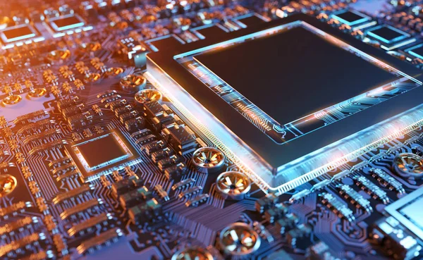 Close-up view of a modern GPU card with circuit 3D rendering - Stock ...