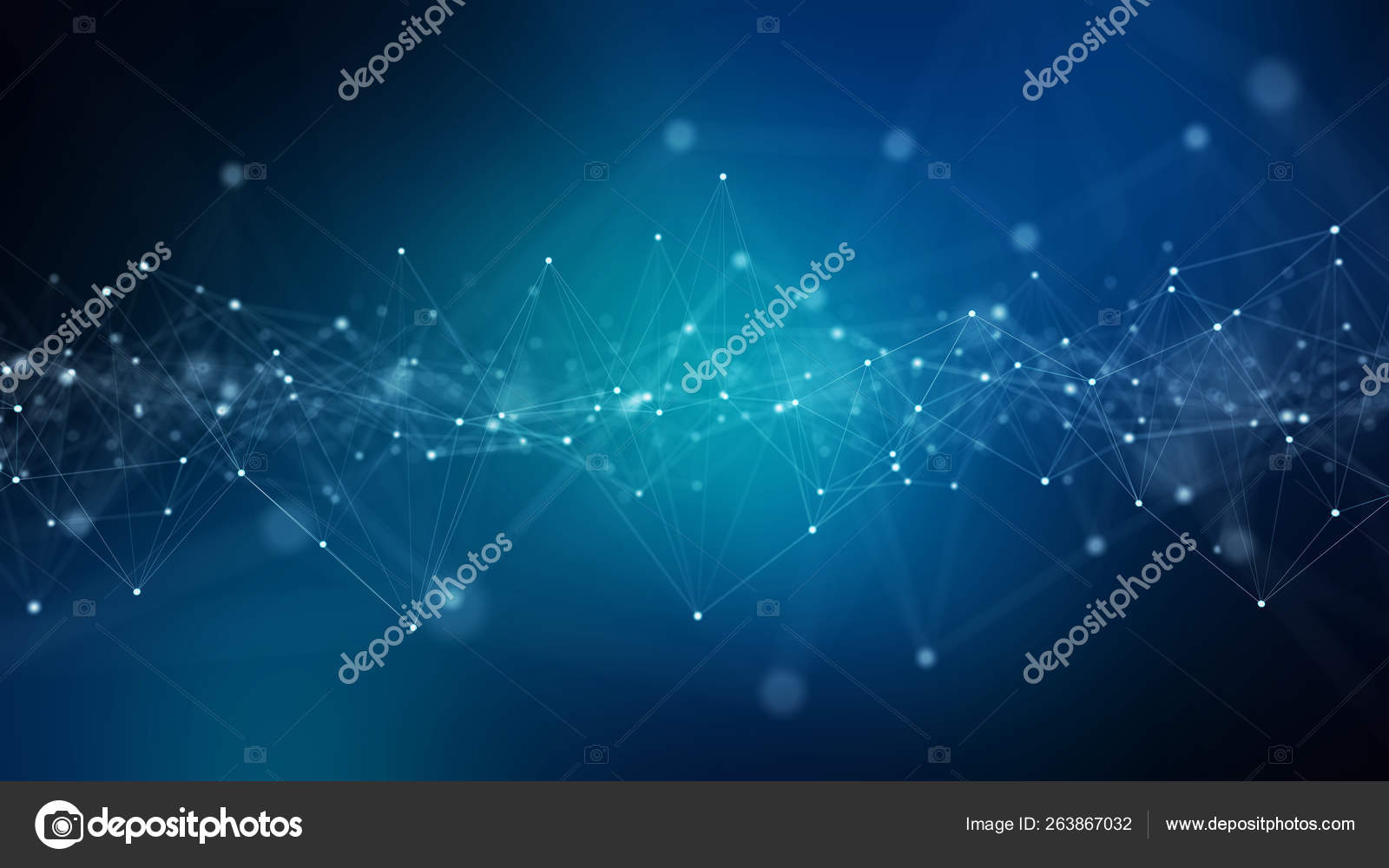 Abstract digital network connection blue background 3D rendering ...