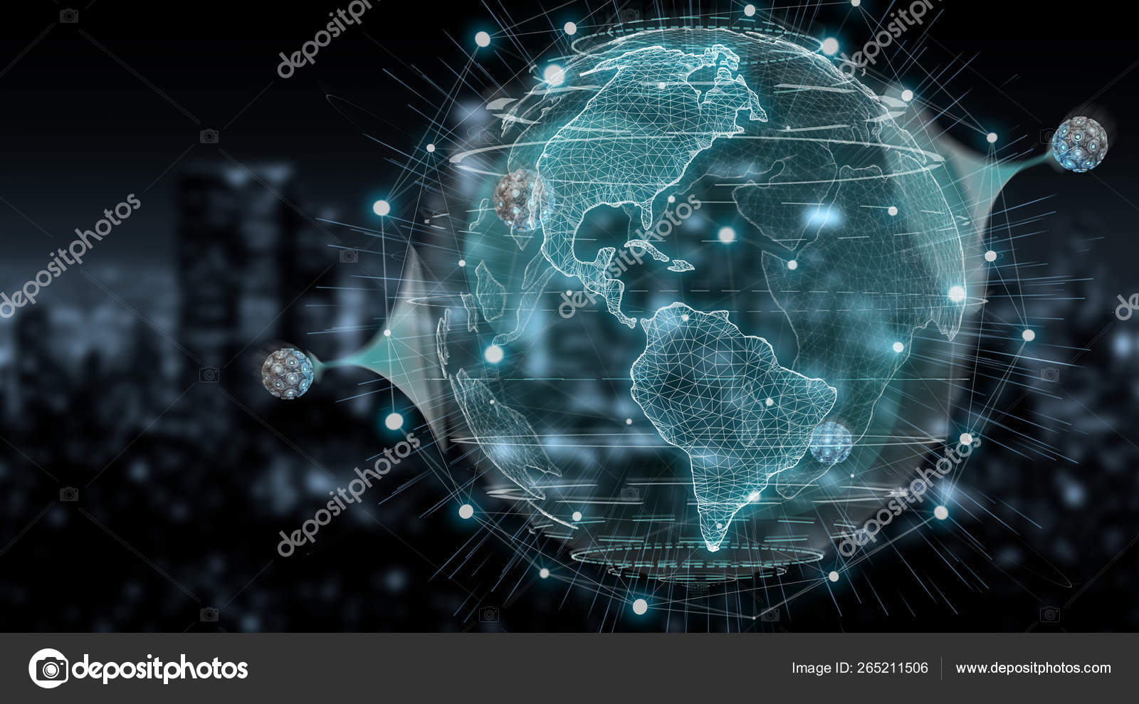 Globe network hologram with digital connection 3D rendering Stock Photo ...