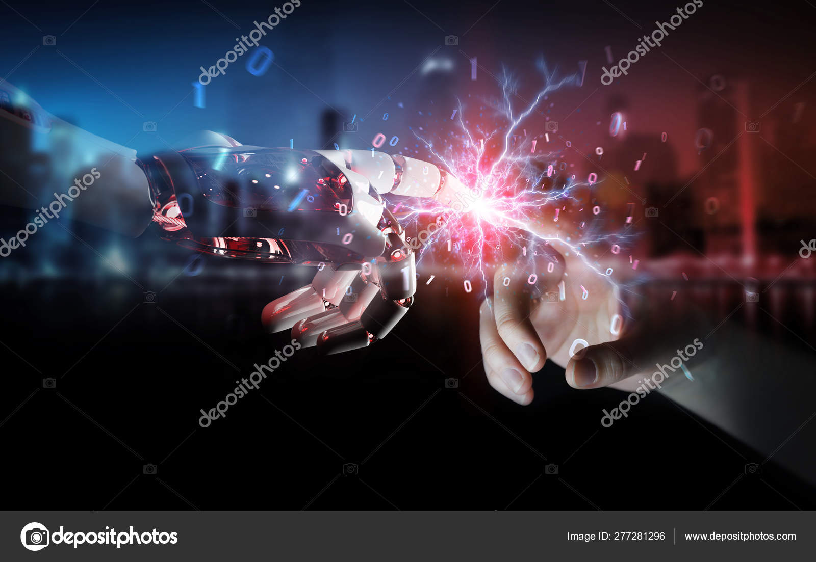 Red robot hacking an electric system 3D rendering — Stock Photo ...