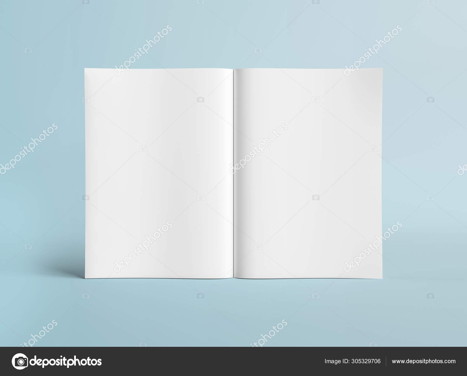 Blank A4 standing magazine Mockup isolated on blue background 3D ...
