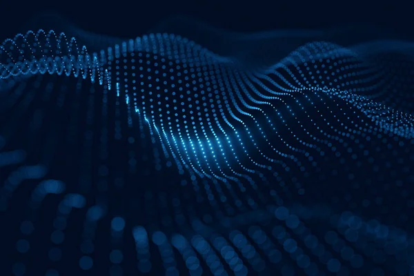 Moving Neon Blue Dots Pattern Forming Digital Network Connection Dark ...