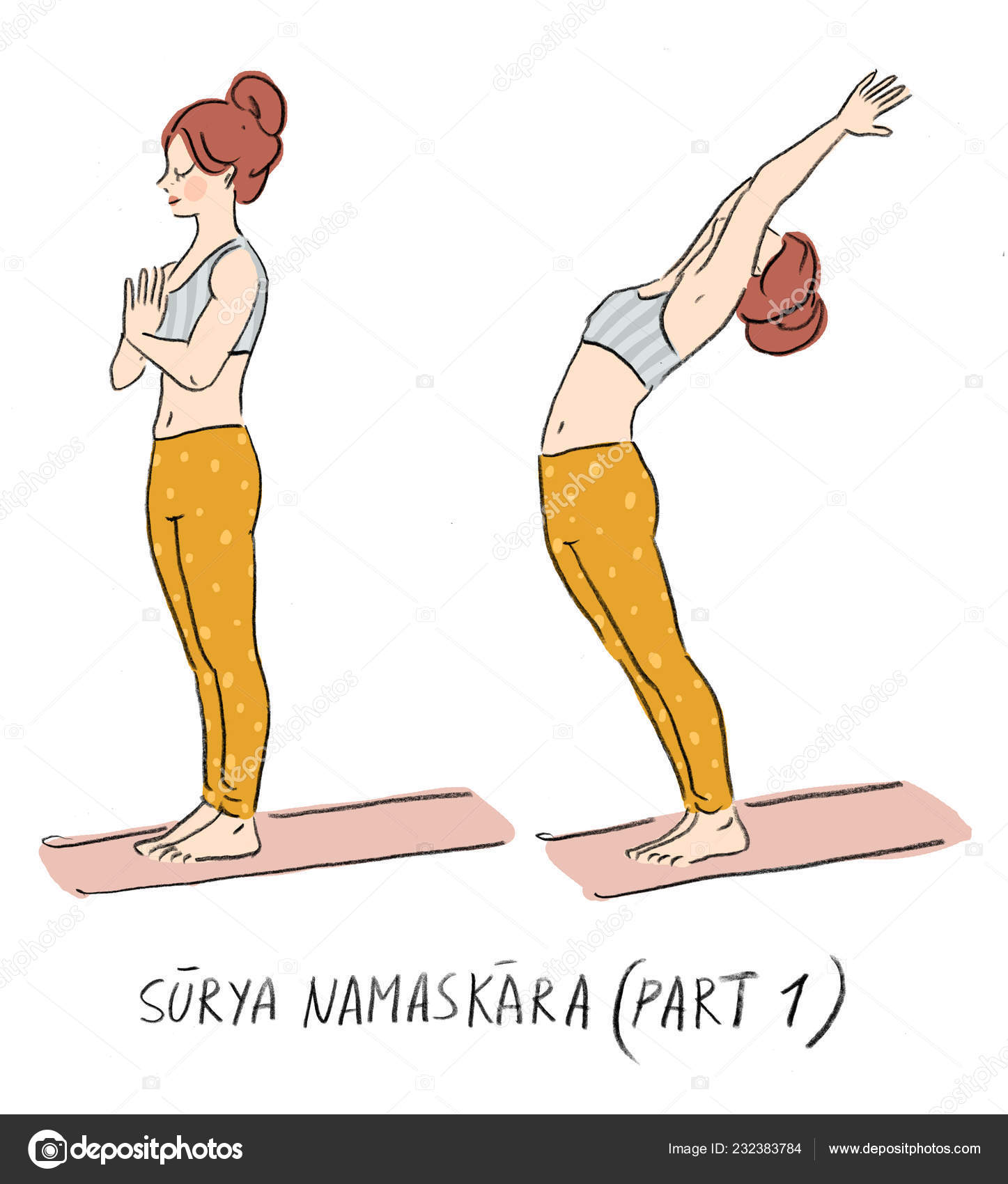 Character Illustration Yoga Asana Surya Namaskar Stock Vector Image by ...