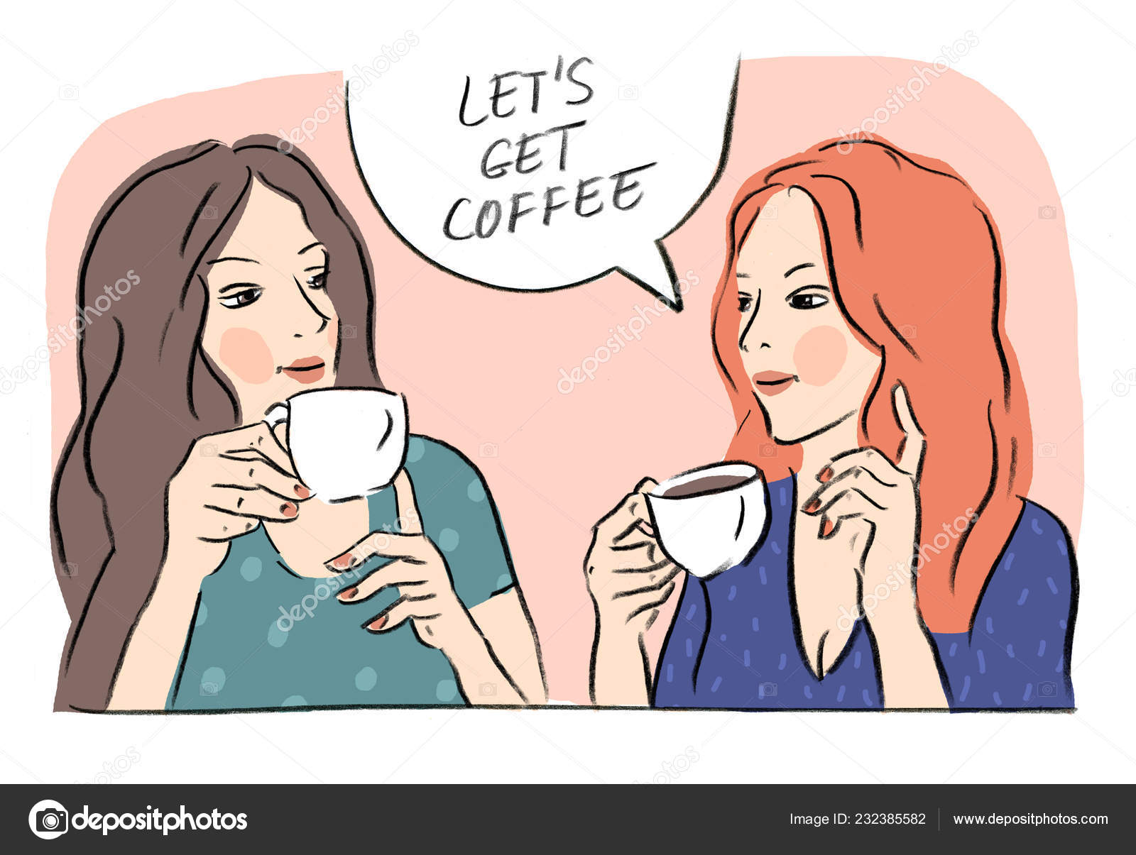 Friends Drinking Coffee Clipart