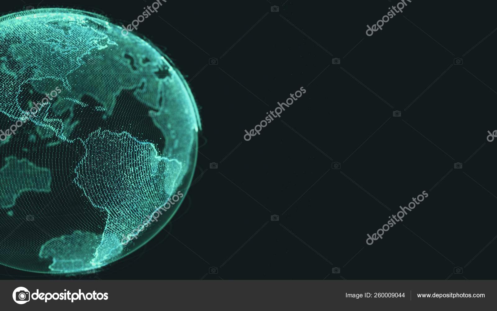 Earth rotating loop of rotating glowing dots stylised world globe with ...