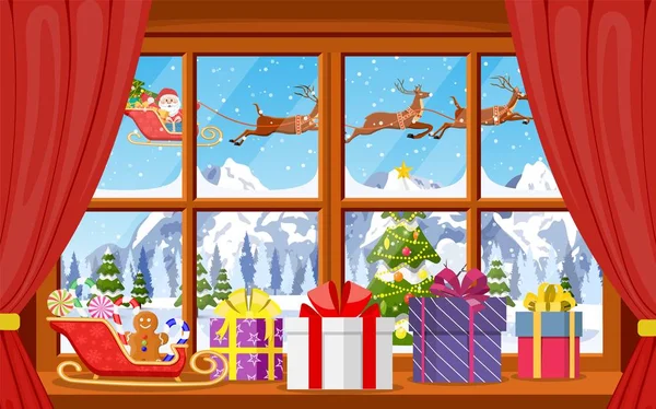 Cartoon christmas window Vector Art Stock Images | Depositphotos