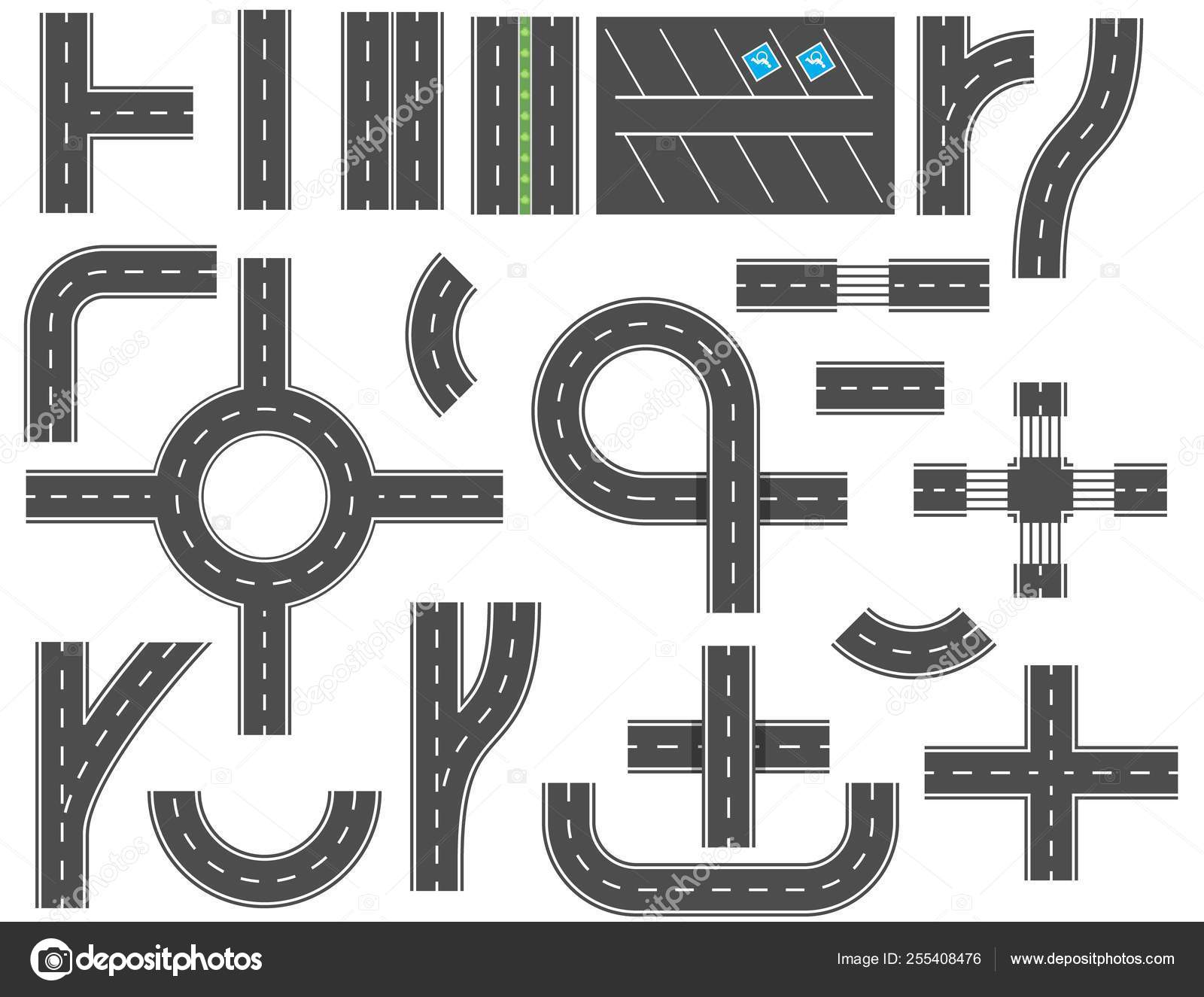 Asphalt roads design elements for city map Stock Vector by ©drogatnev ...