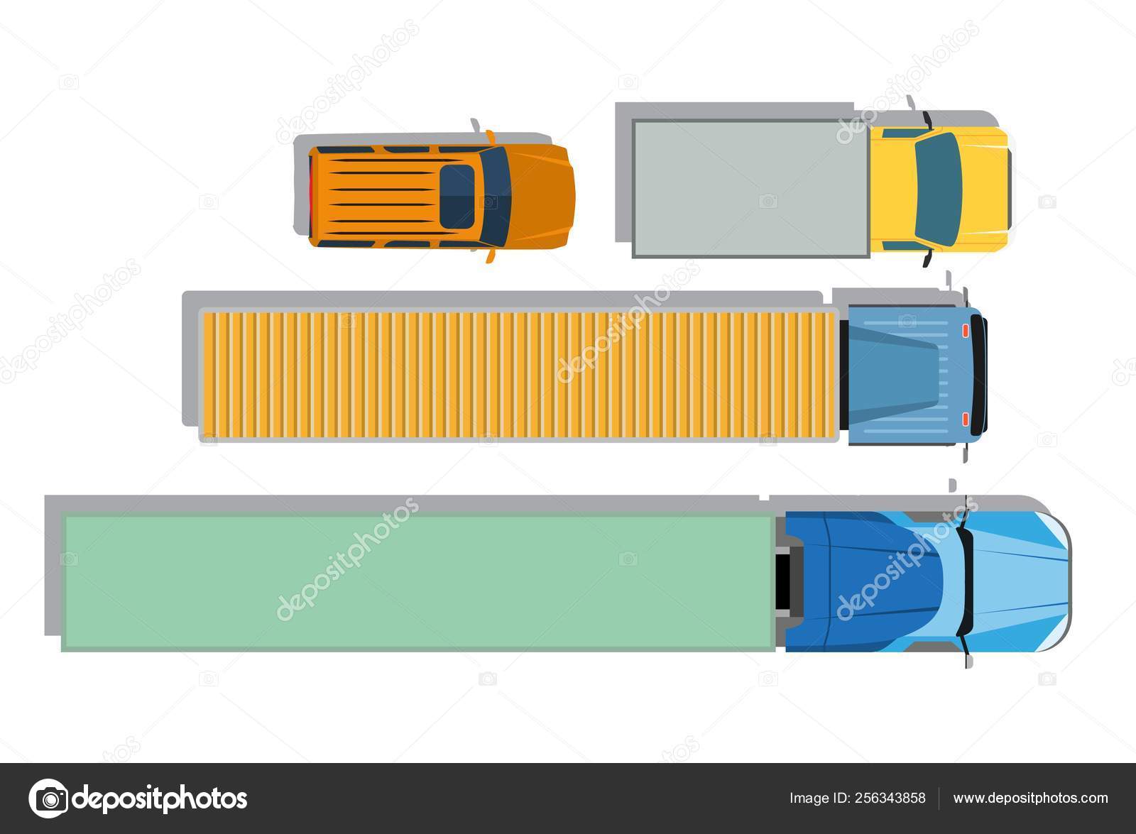 Camiones vista superior iconos planos . Vector de stock #256343858 de ...