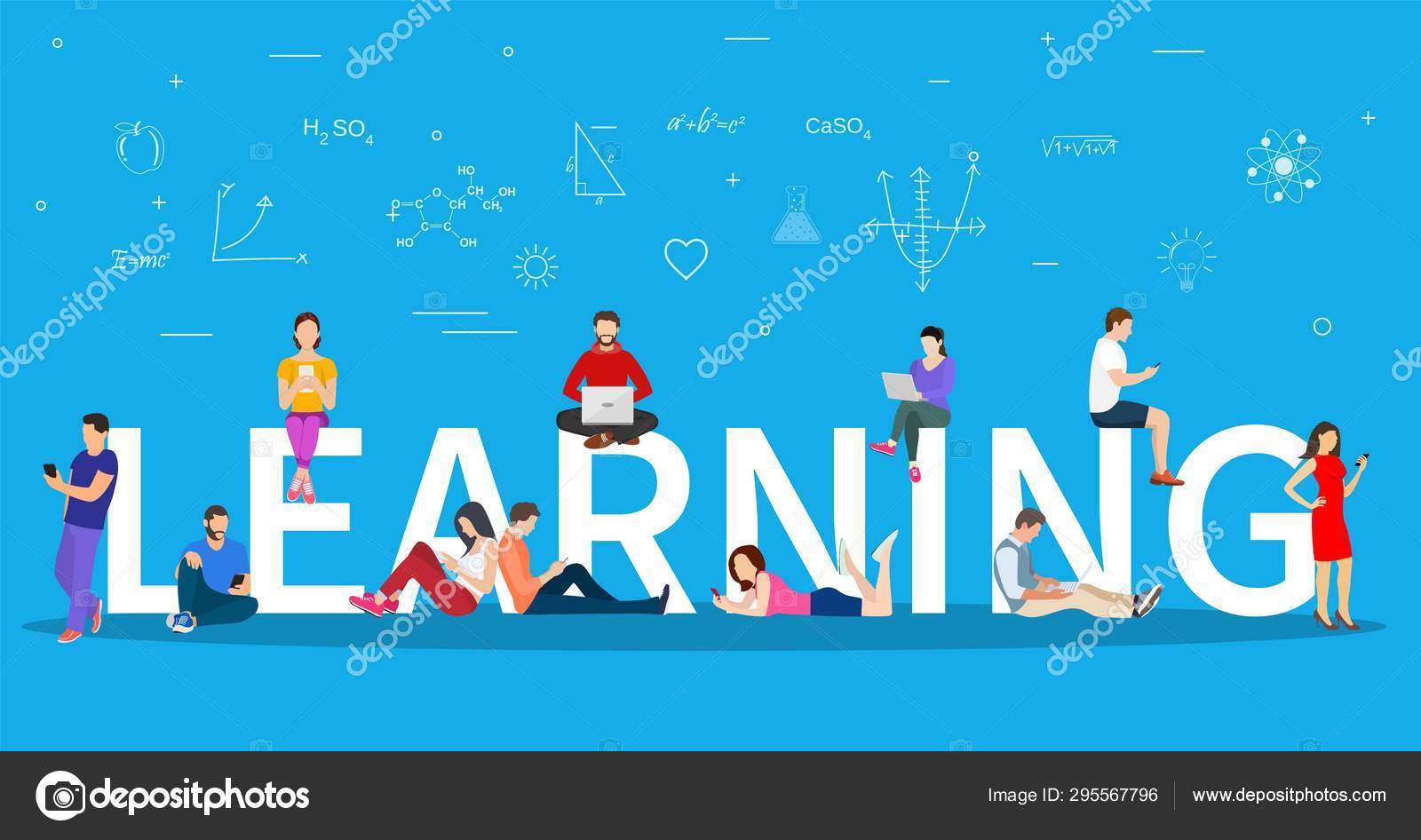 E-learning concept. Young people with tablet Stock Vector Image by ...