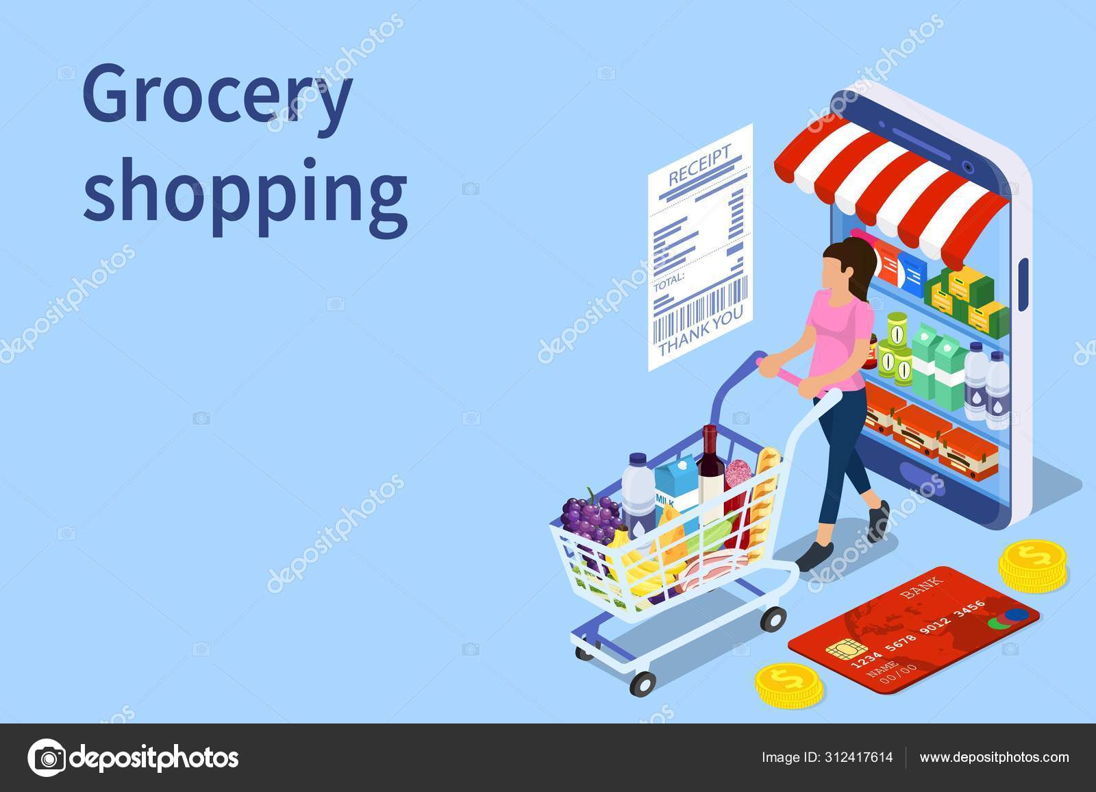 Supermarket Shopping Vector