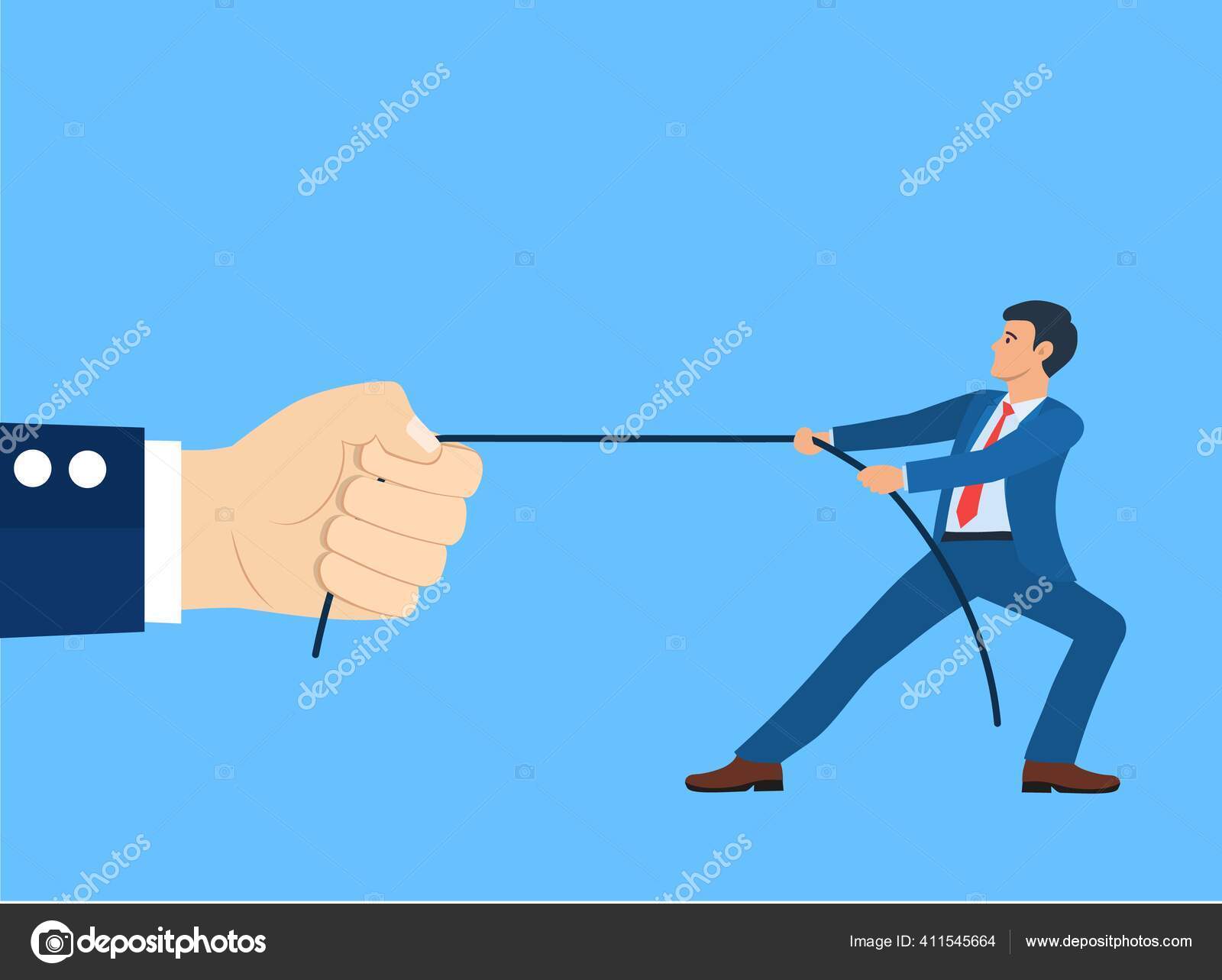 Hombre de negocios tirando de la cuerda Vector de stock #411545664 de ...