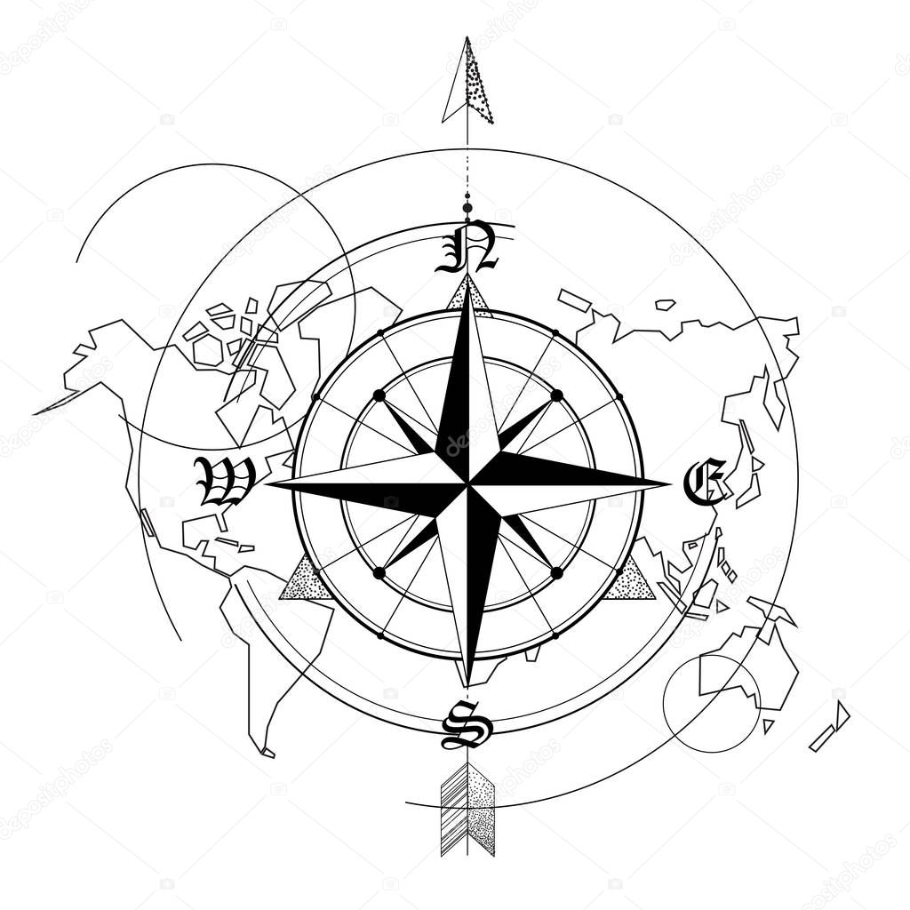 Mapa Mundi Com Rosa Dos Ventos - FDPLEARN