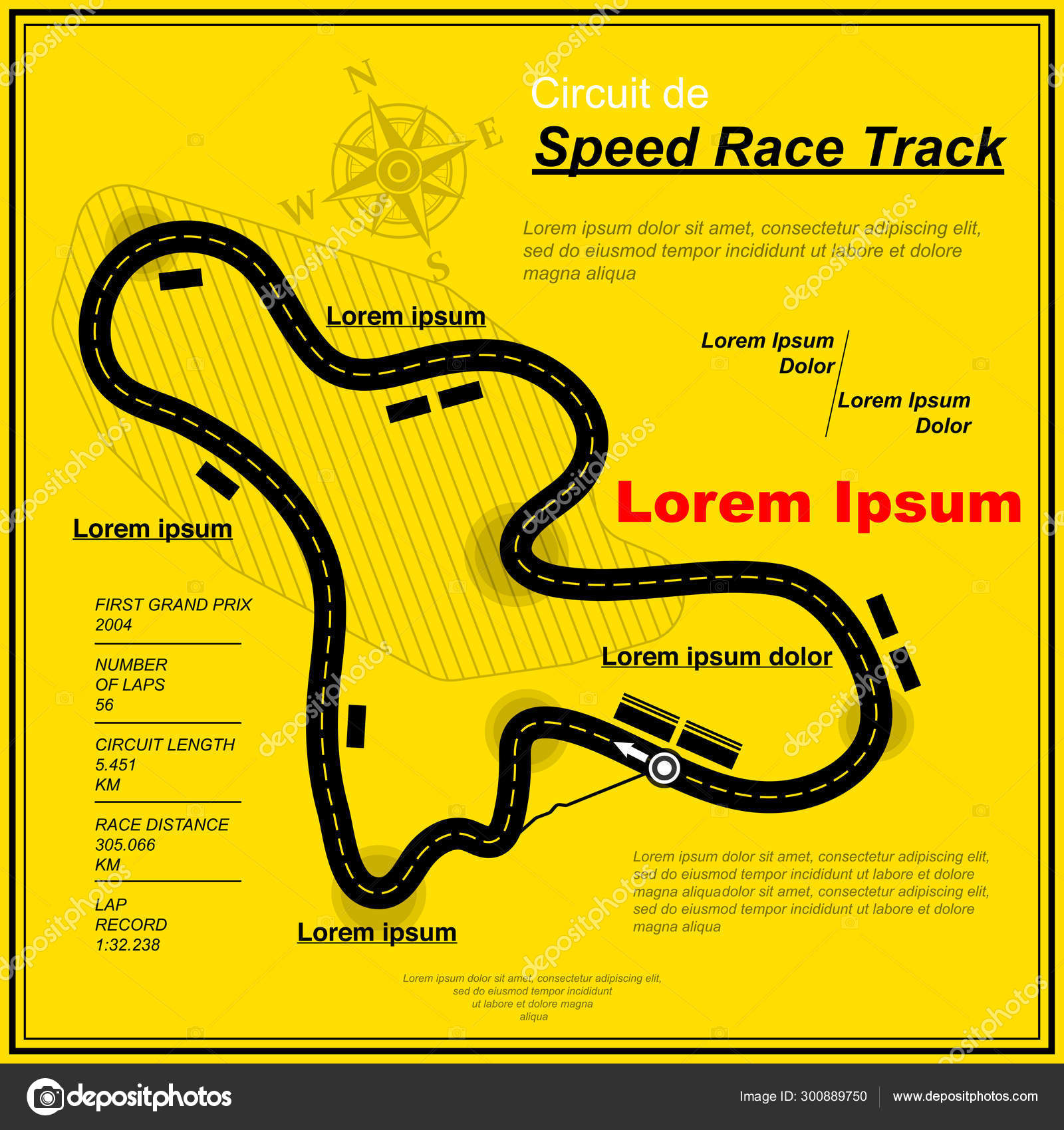 Five yellow race circuit background Stock Vector by ©longquattro 300889750