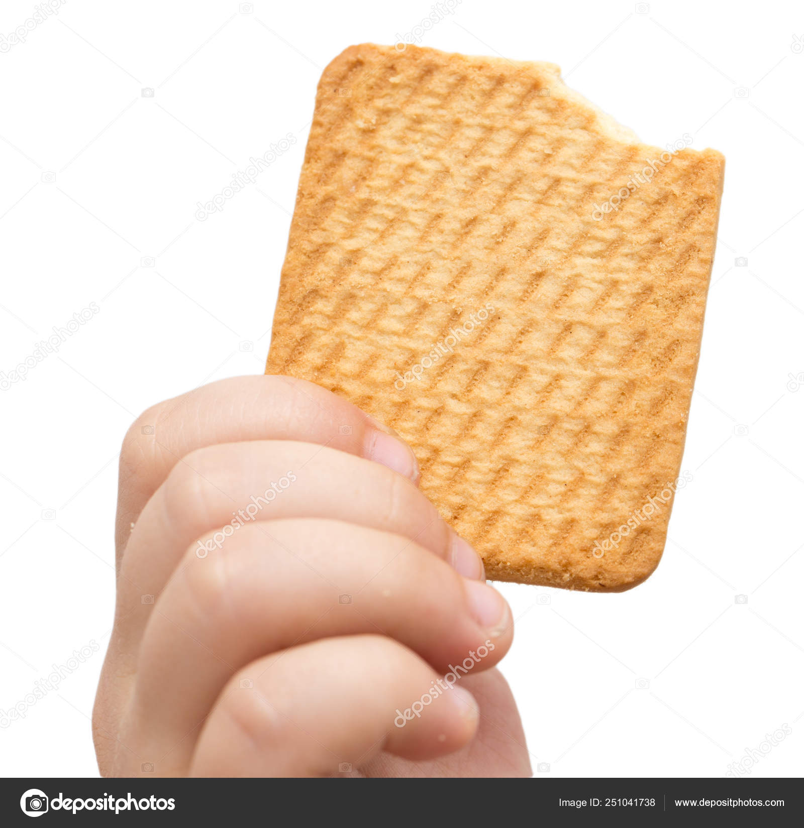 Biscuit in his hand on a white background — Stock Photo © schankz ...