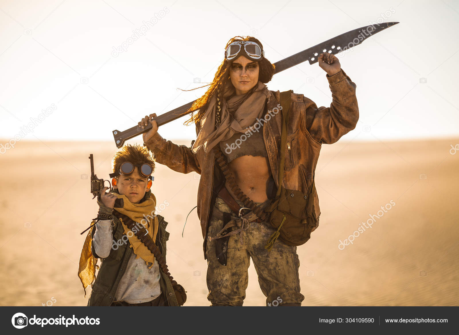 Women Guns Post Apocalyptic Steampunk Female Warrior With Gun In Post